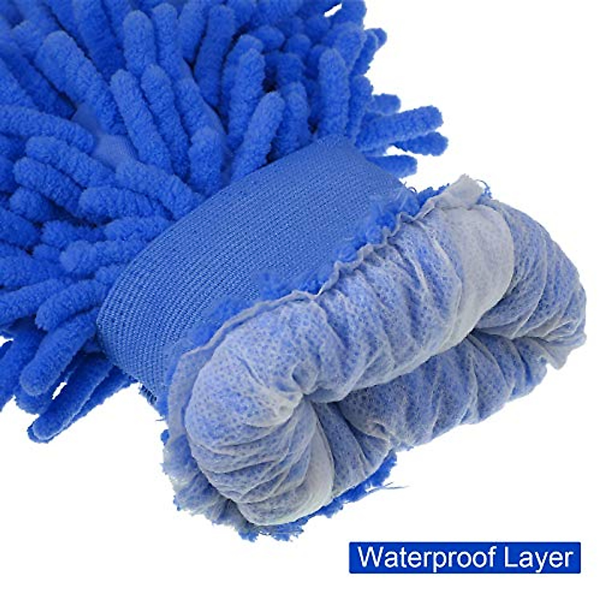 BBTO 5 Pieces Car Wash Mitts Chenille Microfiber Wash Mittens Double Sided Scratch-Free Wash Mitt (Royal Blue)