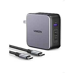 UGREEN 140W USB C Charger, Mac Book Pro Charger Foldable Nexode PD3.1 PPS 3-Port Fast GaN Laptop Wall Charger Power Adapter Compatible with MacBook Pro 16'', Dell XPS, Chromebook (with 240W Cable)