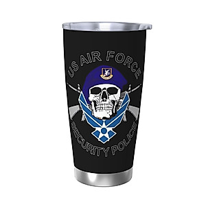 Biaomn Us Air Force Security Police Stainless Steel Tumbler Vacuum Insulated Travel Tumbler With Lid Coffee Mug Car Cup For Home Office Outdoor 20oz