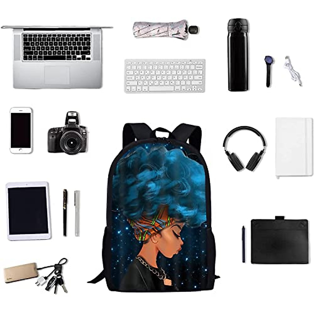 Rcuyyl African Girl Backpack Kawaii Bookbag Black Girl High-capacity Laptop Bag School For Teacher High Middle School College