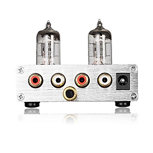 Nobsound Little Bear T7 Vacumn Tube Mini Phono Stage RIAA MM Turntable Preamp & HiFi Tube Pre-Amplifier (Silver)