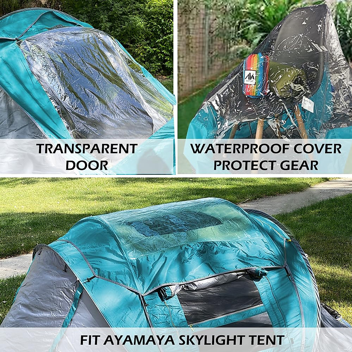 Transparent Tent Tarp Replacement for Ayamaya 4 Person Pop up Tent,Clear Part of Camping Rain Tarp Over Tent 3.7 * 3.4ft,Wide Field of View in Rainy Days/Moonlit Night/Stargazing/Beach/Camping
