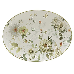 Certified International Green Fields Oval Platter 16" x 12", Multicolor, Large