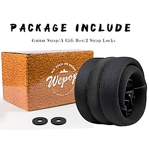 Wepop Guitar Strap Elastic Soft Comfortable Neoprene Leather 3.4in Bass Acoustic Electric Guitar (391)