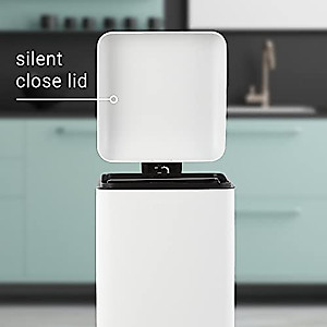 happimess HPM1007A Betty Retro 8-Gallon Step-Open Garbage Can with Soft Close Step, White