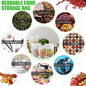 ZCYSRLQIN 200 Pieces Reusable Aluminum Foil Stand Up food storage bag Plastic Zipper Food Candy Storage Sealable Duty Reclosable Bags and Heat Sealable Food Storage Bags （4 x 6 inch）