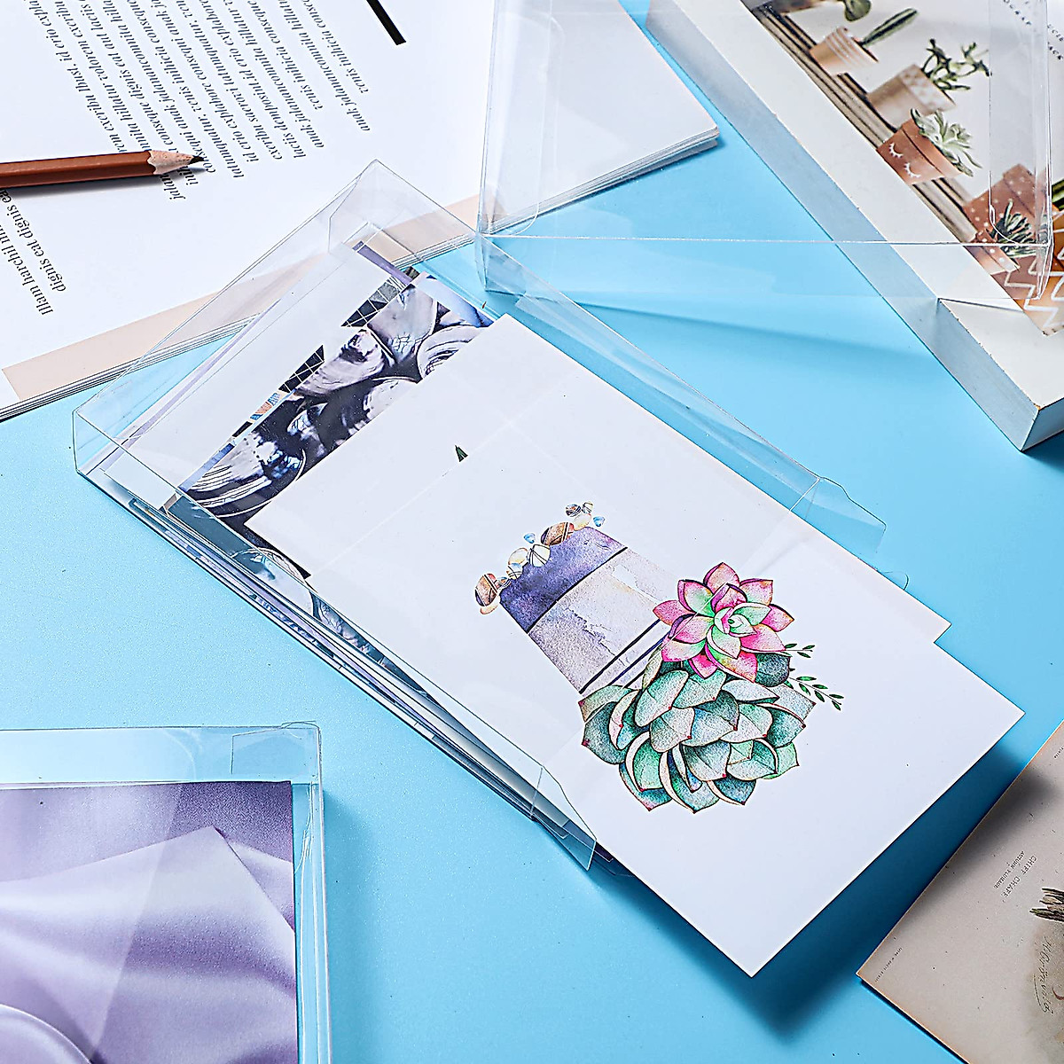 150 Pack Clear Box for Greeting Cards Bulk 4.5 x 1.0 x 5.9 Inch Rectangle Plastic Photo Storage Box Cases Fits A2 Size Cards Envelopes for Stationery Organizer Small Business Supplies Valentines Day