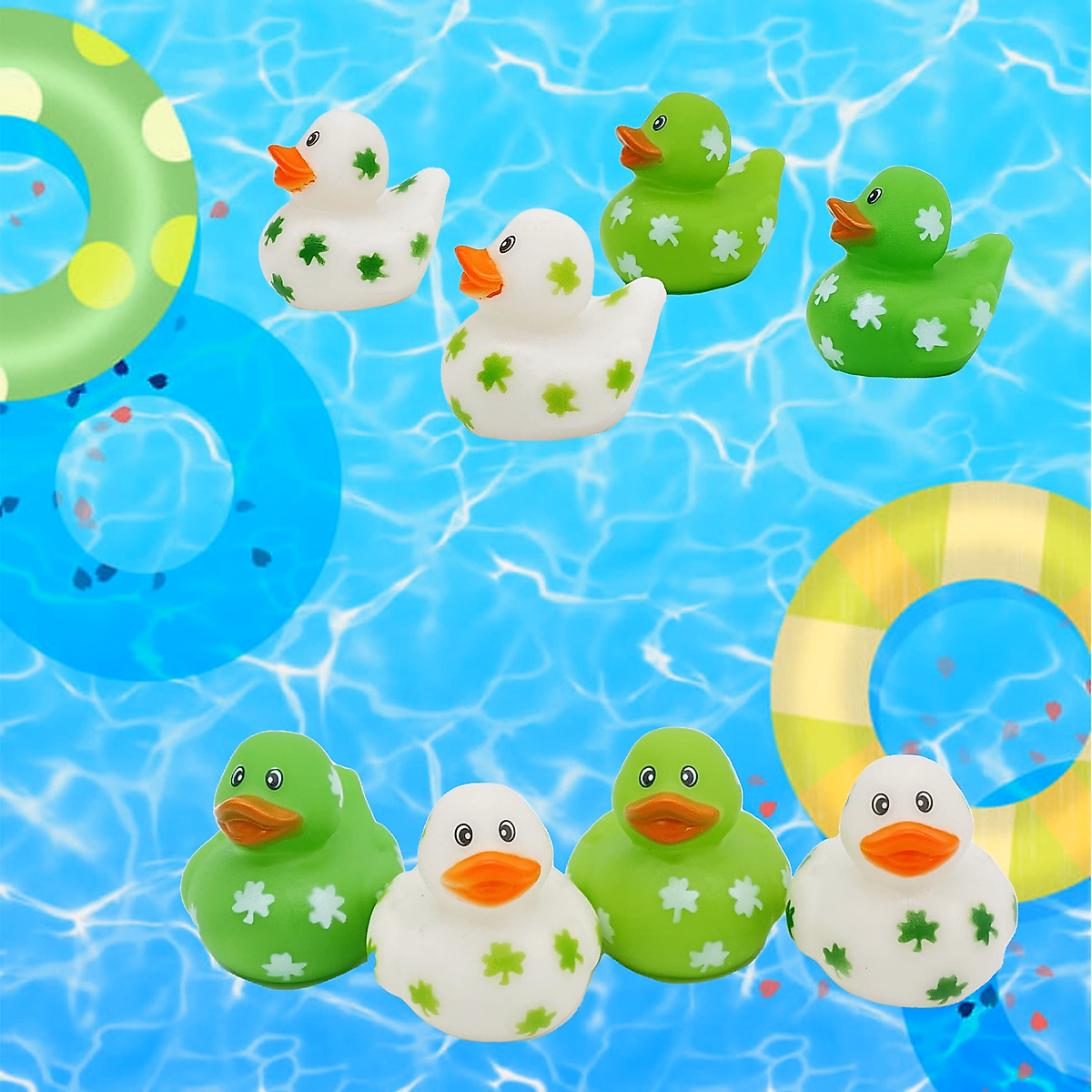 The Dreidel Company St. Patrick's Holiday Rubber Duck Toy Duckies for Kids, Bath Birthday Gifts Baby Showers Summer Beach and Pool Activity, 2" (12-Pack)