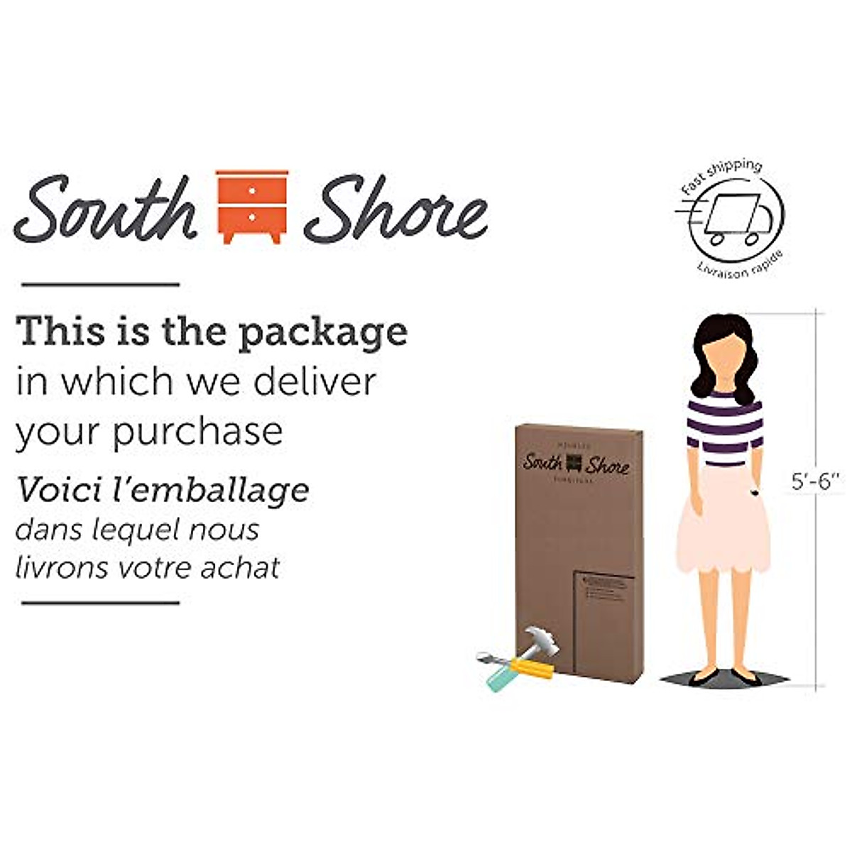 South Shore Farnel 2-Door Storage Cabinet-Pure White, Tall with 4