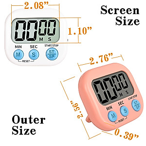 Digital Kitchen Timer for Cooking, Big Digits Loud Alarm Strong Magnetic Backing, Multi-Function Electronic Timer, Classroom Timers for Teachers Kids (White)
