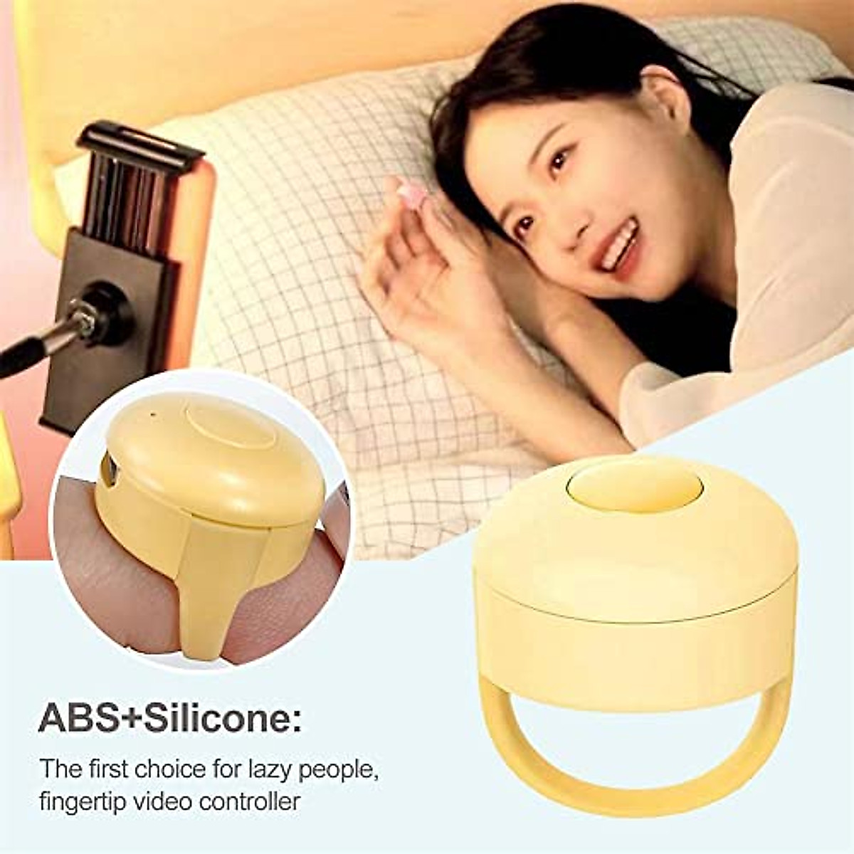 Bluetooth Control Ring for Tiktok,Cell Phone Remote Control Ring,Page Turner Remote Camera Shutter Selfie Fingertip Video Controller for Cell Phone