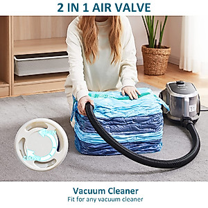 LEVERLOC Vacuum Storage Bags 4 Pack Blue Space Saver Bags, Jumbo Cube 31x40x15 inch, Large Vacuum Sealer Bags For Beddings Blankets Comforters Quilts Duvets Pillows, Closet Organizers and Storage