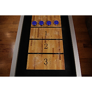 Atomic 9’ Platinum Shuffleboard Table with Poly-coated Playing Surface for Smooth, Fast Puck Action and Pedestal Legs with Levelers for Optimum Stability and Level Play