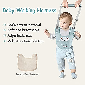 Ocanoiy Baby Walking Harness Handheld Baby Walker Assistant Belt Adjustable Toddler Infant Walker Safety Harnesses Standing and Walking Learning Helper with Detachable Crotch for 9-24 Month (Green)