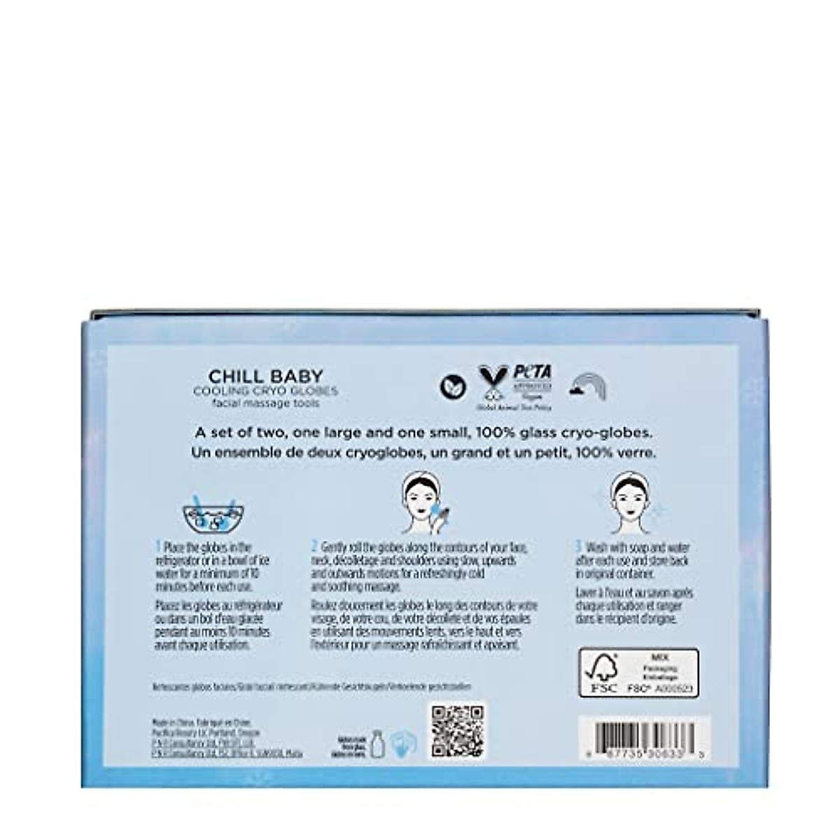 Pacifica Beauty, Chill Baby Cooling Glass Cryo Globes, For Cold Facial Massage, Face Massage, Small & Large Globes, Anti-Freeze Cooling Liquid, Minimize Pore Appearance, Reduce Redness & Puffiness