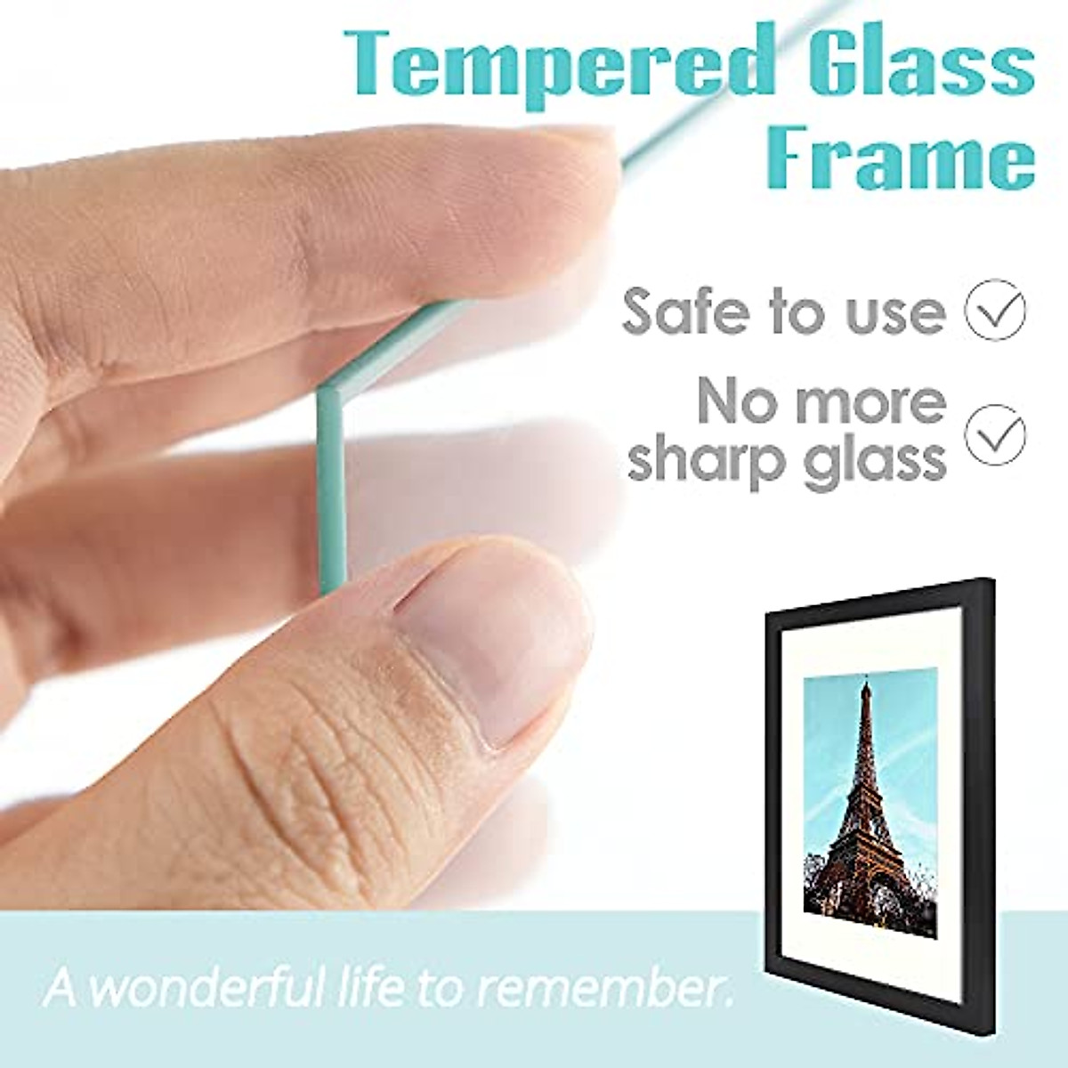 Frametory, 11x14 Picture Frame - Made to Display Pictures 8x10 with Mat or 11x14 Without Mat - Wide Molding - Pre-Installed Wall Mounting Hardware (Black, 1 Pack)