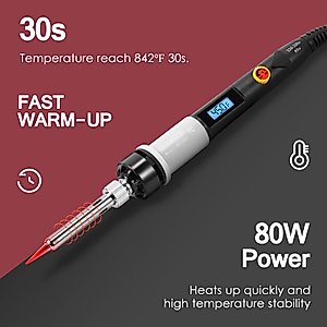 Electronics Soldering Iron, SREMTCH 80W Precision Soldering Iron Kit with LCD Display, Professional Soldering Iron Kit with Adjustable Temperature 392℉ - 842℉, ON/OFF Switch, Welding Accessories
