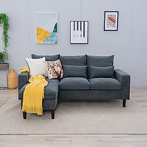 Panana Sectional Sofa Couches for Living Room Modern Linen Fabric L-Shaped Couch 3-Seat Sofa for Apartment and Small Space