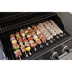 AP Plus Metal Kabob Skewers 12 Inch Long Stainless Steel Shish Grilling Sticks Wide Reusable Set for Meat Shrimp Chicken Vegetable, 12 Pack with Velcro Case