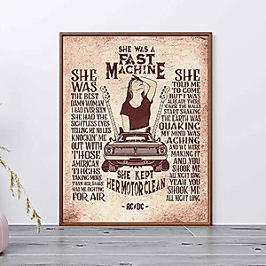 AC/DC Band - You Shook Me All Night, Iconic Rock Band Song Lyric Wall Art Print, Music Wall Decor For Room Decor, Studio Decor, Office Decor, Man Cave & Living Room Decor, Unframed Wall Print- 11x14"