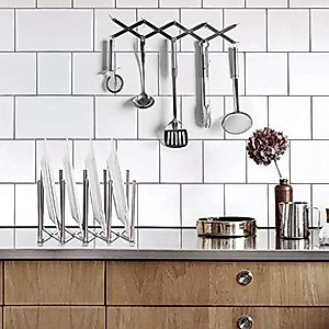 Kitchen Dish Plate Pot Lid Organizer Holder Adjustable Length Stainless Steel Chopping Board Organizer Stand Holder for Pan Lids, Plates, Dishes, Cutting Boards