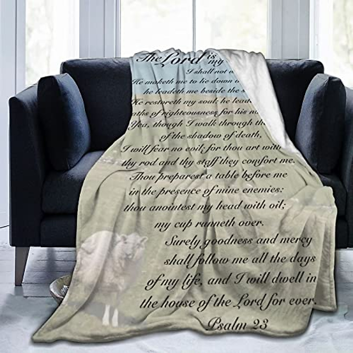 Psalm 23 The Lord is My Shepherd, Irish Field Novelty Blanket Soft Flannel Fleece Throw Blanket Super Soft Lightweight for Couch 50"X40"