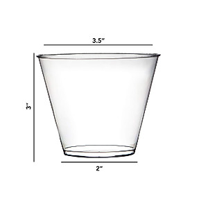 Clear Old Fashioned Cups - 9 oz (100 Count) - Premium Plastic, Elegant & Durable - Perfect for Parties, Events, and Everyday Use