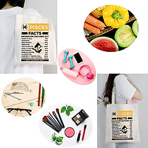 MEIKIUP Zodiac Constellation Canvas Tote Bag 12 Horoscope Astrology Gift Birthday Gifts for Women (Pisces Tote Bag)