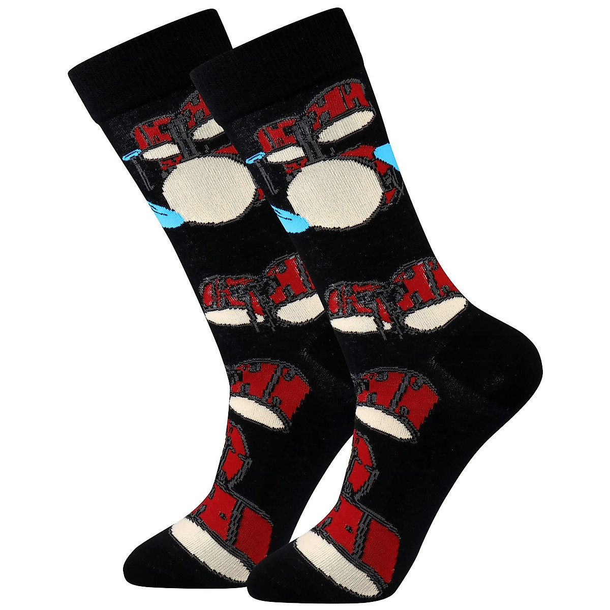 xiaomaizi Men's Funny and Crazy Music Dress Socks Novelty Cotton Casual Cool Crew Scoks for Men Size 9-12 (4 Pairs)