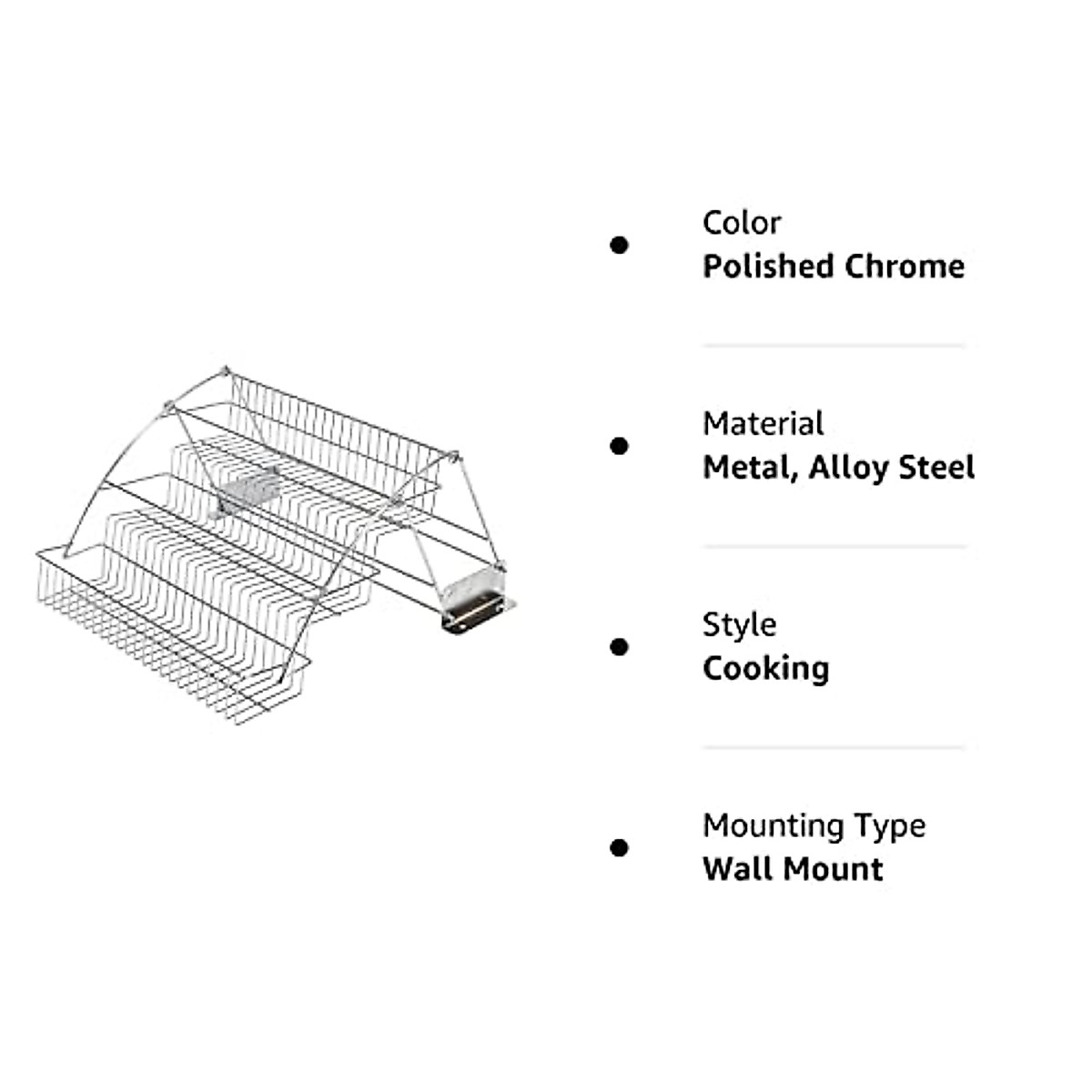 Hardware Resources 3-Tier Pull Down Spice Rack - Chrome-Finished Steel Retractable Organizer for Spice Bottles & Seasoning Jars - Easy to Install, Screws Included - Fits 15” Opening Wall Cabinet