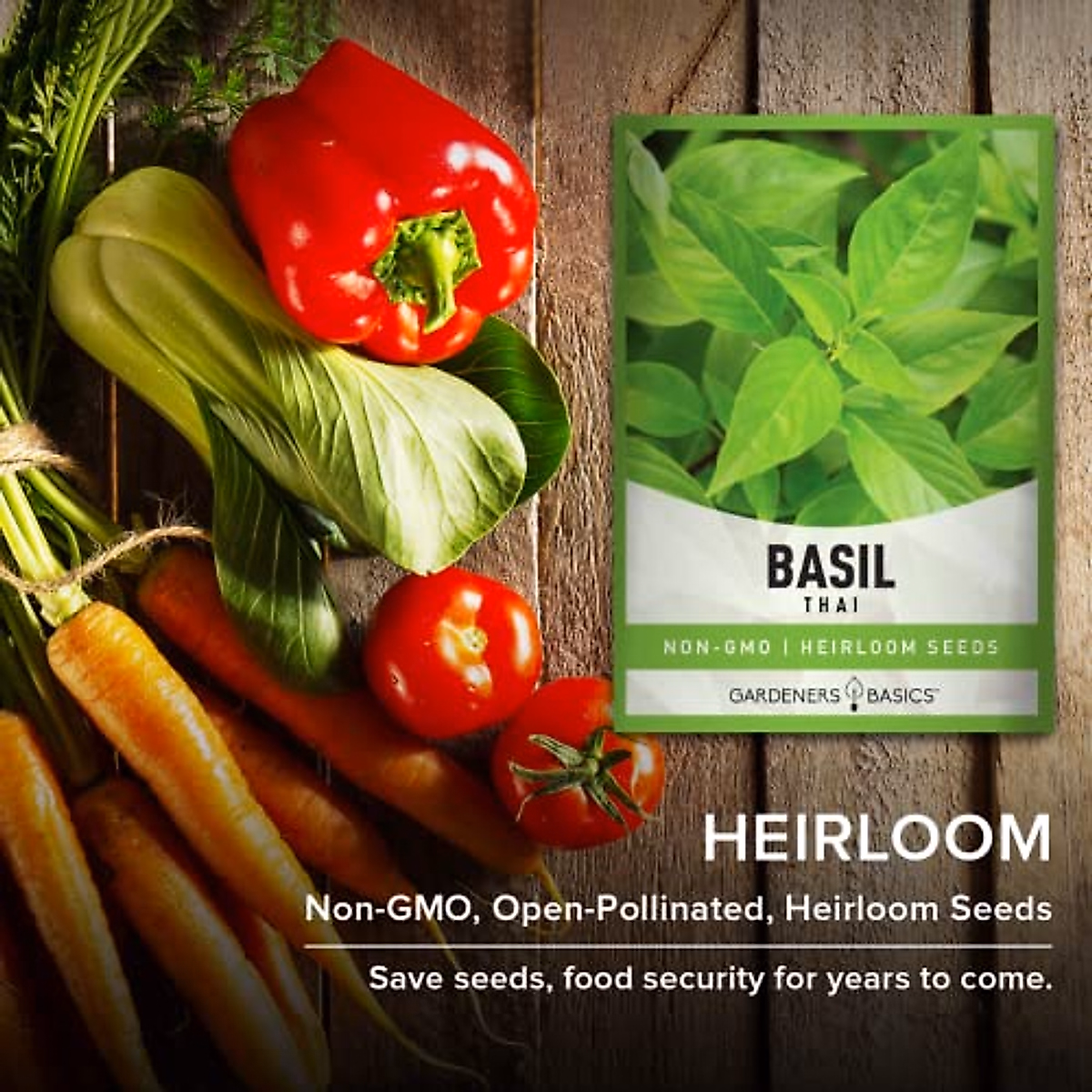 Thai Basil Seeds for Planting Herbs - Heirloom Non-GMO Herb Plant Seeds for Home Herb Garden Indoors, Outdoors, and Hydroponics by Gardeners Basics