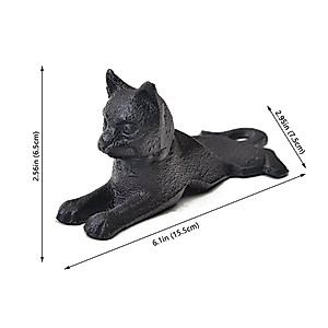 Cast Iron Door Stop - Decorative Rustic Door Stoppers - Stop Your Bedroom, Bath and Exterior Doors 2.5x6.1"(Black with Brown-Cat) …