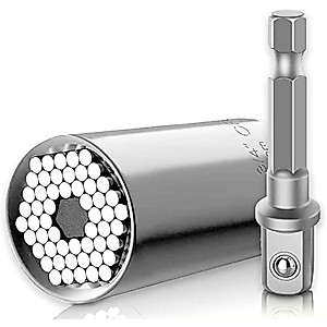 Universal Socket Tools Stocking Stuffers for Men Under 10 Dollars Gadgets Grip Power Drill for Car Ratchet Socket Set Wrench Cool Stuff Valtentines Gift for Husband Gifts Sets for Him Dad (7-19mm)