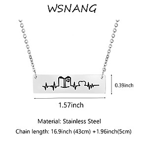 WSNANG Book Lover Gift Book Heartbeat Necklace Reading Book Club Necklace Book Jewelry Bookworm Gift Librarian Gift Bibliophile Gifts for Reader Writers Literature (Book Heartbeat Necklace)