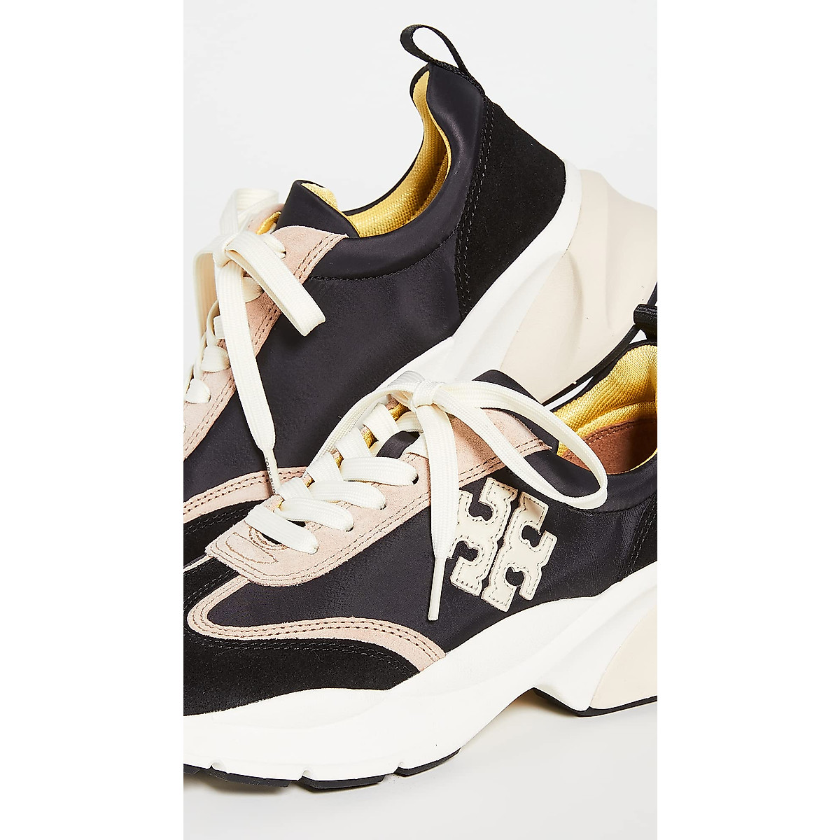 Tory Burch Women's Good Luck Trainer Sneakers, Black/Cream/Black, 8 Medium US