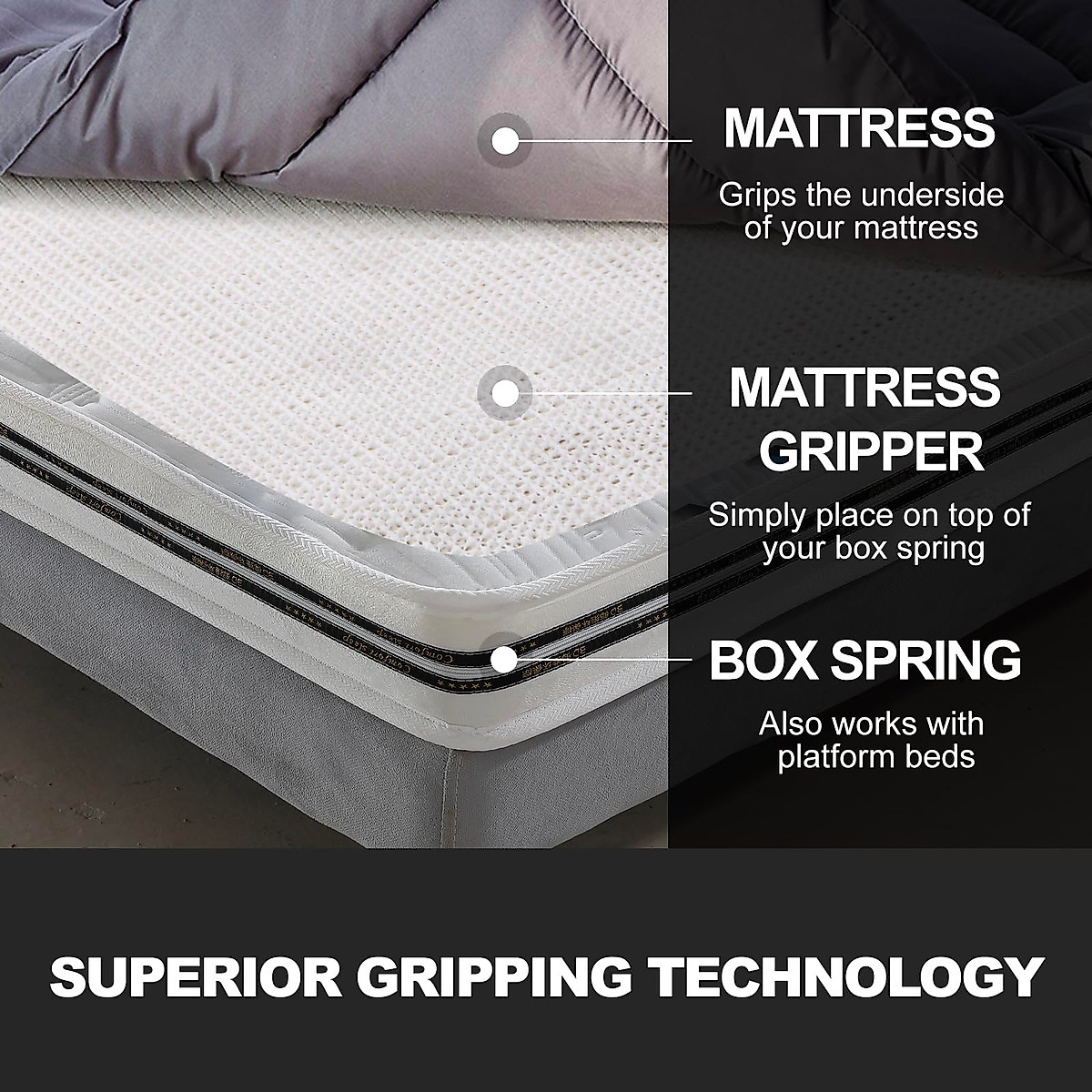 SprouVis Mattress Slide Stopper and Gripper,Keep Bed and Topper Pad from Sliding for mattresses, Carpets, Sofas, Chair Cushions, Easy Trim, Slip Resistant, Grips Helps Stop Slipping (Twin)