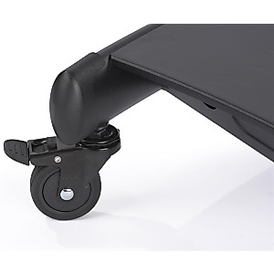 Displays2go Commercial Flat Screen TV Holder, Locking Wheels, Media Shelf, Aluminum Construction – Black (EM6580BK)