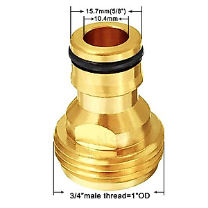 Joywayus 3/4” GHT Male Garden Hose Quick Connect Adapter Brass Connect Fitting（Pack of 4）
