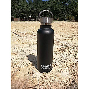 TOPOKO 25 oz Stainless Steel Vacuum Insulated Water Bottle, Keeps Drink Cold up to 24 Hours & Hot up to 12 Hours, Leak Proof and Sweat Proof. Large Capacity Sports Bottle Wide Mouth Metal Lid (Black)
