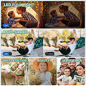 Digital Camera, Bofypoo Autofocus Kids Vlogging Camera FHD 1080P 48MP with 32GB Memory Card, 16X Zoom Point and Shoot Digital Camera, Compact Camera for Teens,Beginners