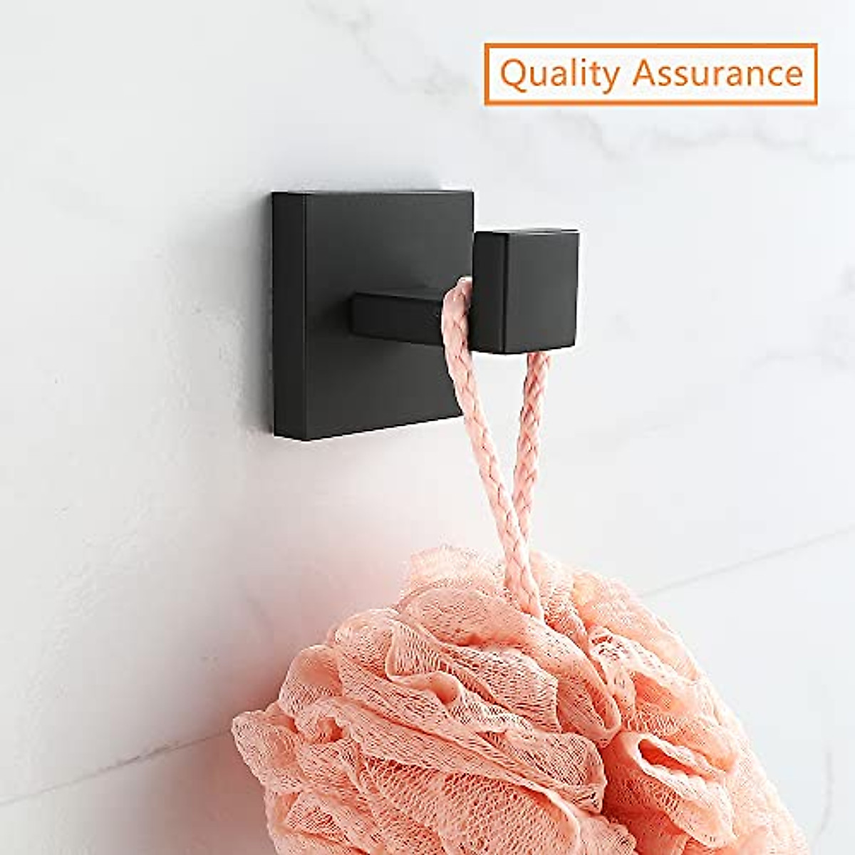 COUOBO Wall Hooks Towel Hooks Towel Holder Robe Hook Bathroom Hooks Black Heavy Duty Door Hanger Stainless Steel Matt Black 4 Pack