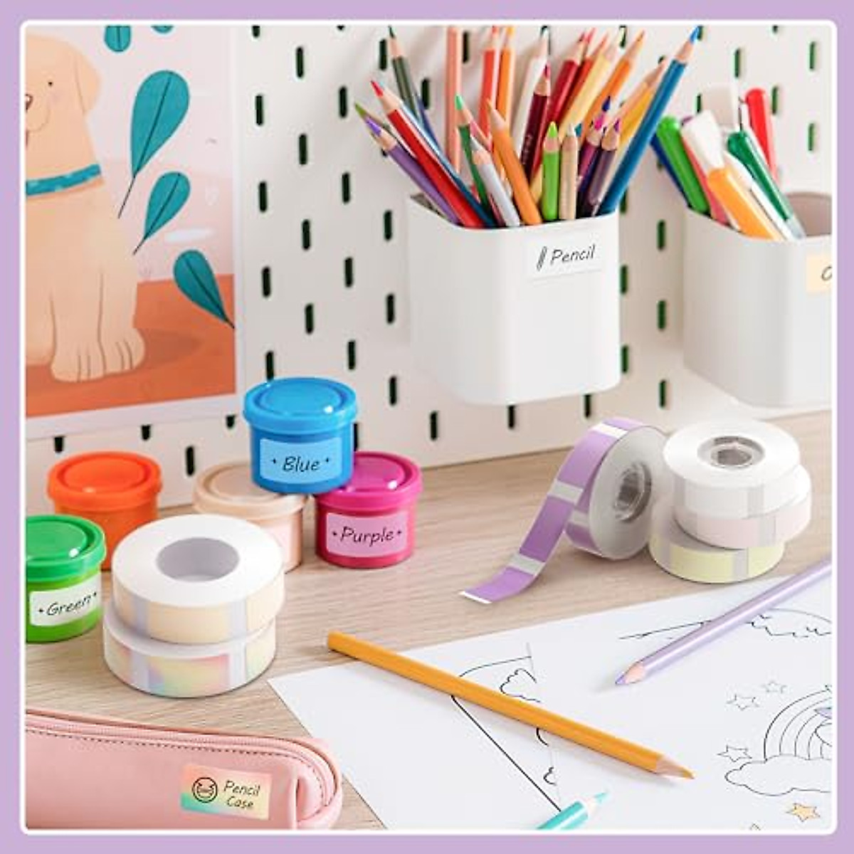 MUNBYN Thermal Label Tape for Penguin Bluetooth Label Maker Machine, 15 x 30mm 210 Labels/Roll, Self-Adhesive Label for Home, Office, School (Purple)