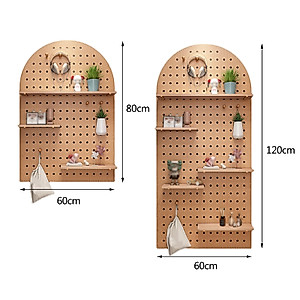 PFCDZDU Pegboard Wall Organizer Panels, Peg Boards Solid Wood Kits for Wall Crafts, Workbench Garage Kitchen Office Wall Display Storage Modular Combination Shelf (Color : Wood Colour, Size : 120x60
