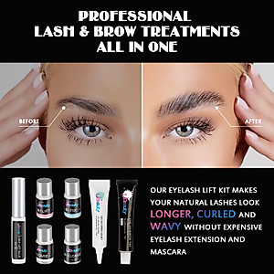 Libeauty Eyelash Lift and Color Kit Brow Lamination with Black Lash Perm Quick Lifting & Voluminous Coloring with Complete Tools DIY Use at Home & Salon Supplies
