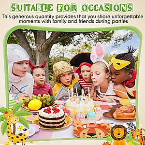 Sunnyray 72 Pcs Jungle Safari Paper Plates 7" Animal Shaped Disposable Dessert Dinner Plates Safari Birthday Party Plates Dinnerware Decorative for Birthday Baby Shower Jungle Animal Party Supplies