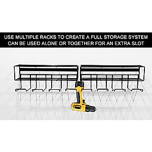 LULARINE 2 Pack Heavy Duty Wall Mounted Power Tool Organizer Floating Tool Shelf Storage Rack and Power Tool Holder