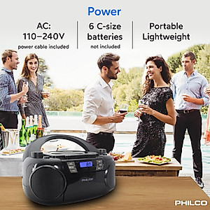 Philco Bluetooth CD Boombox with Cassette, MP3 CD USB Playback The Ultimate Retro Music Combo with Best Class Sound Performance, 12 watts, and Telescopic FM Antenna Provides Maximum Radio Reception
