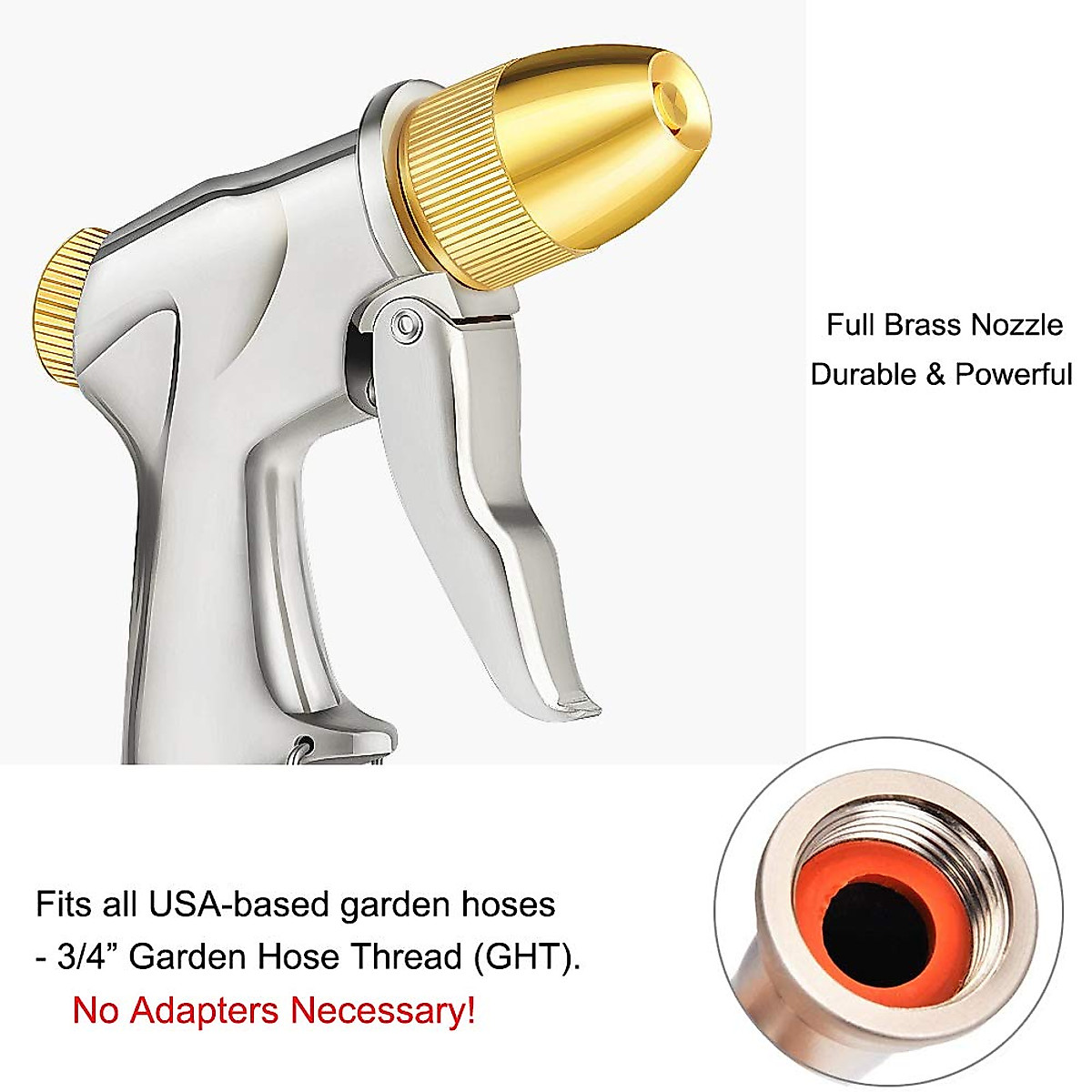 FANHAO Upgrade Garden Hose Nozzle Sprayer, 100% Heavy Duty Metal Handheld Water Nozzle High Pressure in 4 Spraying Modes for Hand Watering Plants and Lawn, Car Washing, Patio and Pet