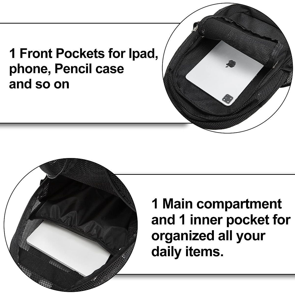 Clickslock Heavy Duty Mesh Backpack, See Through Mesh School Backpack, College Student Backpack with Padded Shoulder Straps for School, Beach, Travel and Sports