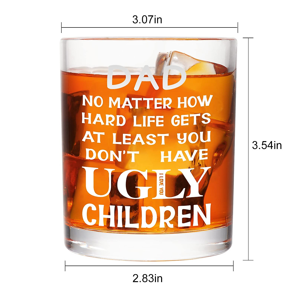 DAZLUTE Dad Gifts, Funny Whiskey Glass for Dad, Father’s Day Gifts Idea, Birthday Present Christmas Gifts for Dad Father Papa Daddy from Daughter Son, 10Oz Old Fashioned Glass